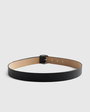 Quince Lola European Leather Western Skinny Belt - Black/silver