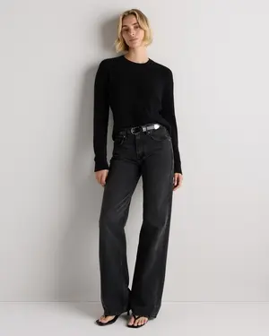 Quince Zoe Sculptural Leather Belt - Black/silver