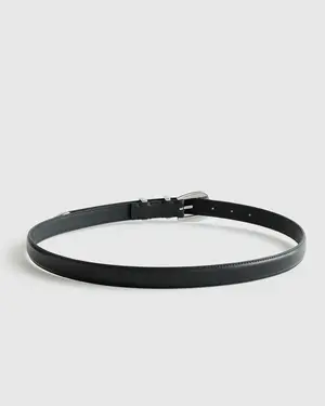 Quince Zoe Sculptural Leather Belt - Black/silver