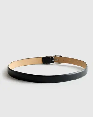 Quince Zoe Sculptural Leather Belt - Black/silver