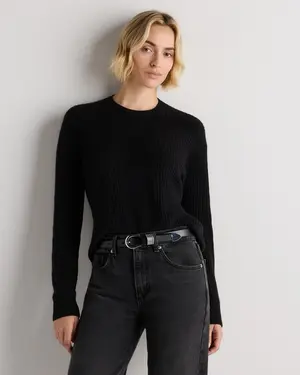 Quince Zoe Sculptural Leather Belt - Black/silver