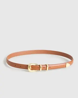 Quince Zoe Sculptural Leather Belt - Nutmeg/gold