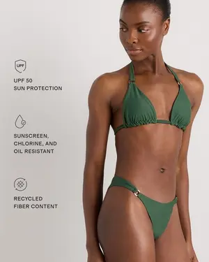 Quince Italian Full Coverage Triangle Bikini Top With Gold Rings