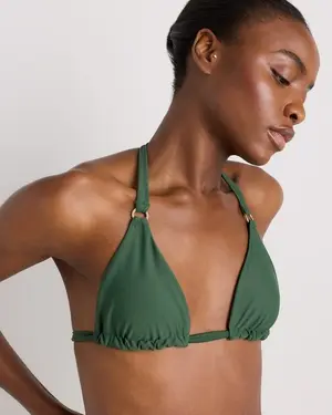 Quince Italian Full Coverage Triangle Bikini Top With Gold Rings