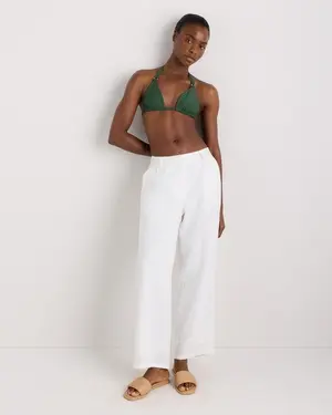 Quince Italian Full Coverage Triangle Bikini Top With Gold Rings