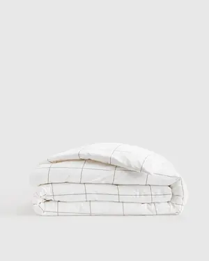 Quince Luxury Organic Sateen Duvet Cover Windowpane