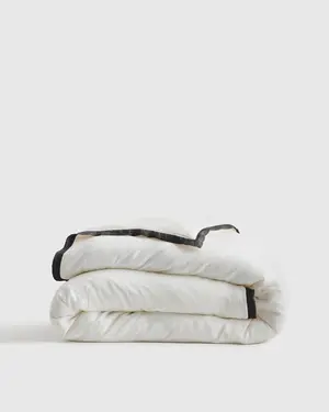 Quince Signature Giza Cotton Sateen Embroidered Sheet Set White/charcoal