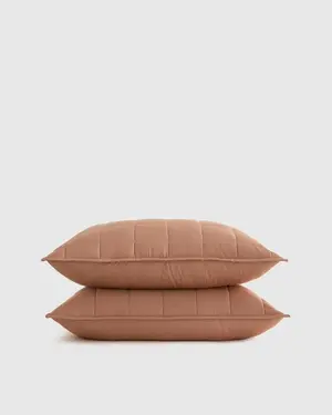 Quince Bamboo Box Quilted Sham Set Clay