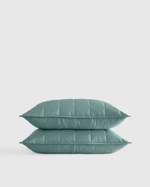 Quince Bamboo Box Quilted Sham Set Ocean