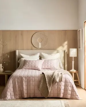 Quince Bamboo Box Quilted Sham Set - Soft Blush