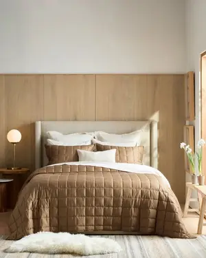 Quince Bamboo Box Quilted Sham Set - Walnut