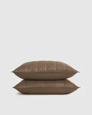 Quince Bamboo Box Quilted Sham Set - Walnut