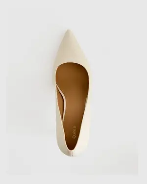 Quince Italian Leather Pointy Toe Pump - Bone