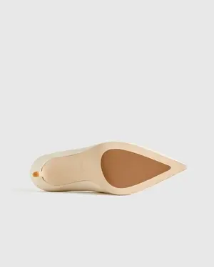 Quince Italian Leather Pointy Toe Pump - Bone