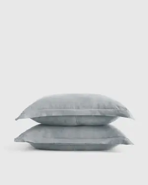 Quince European Linen Double Flange Sham Set Mist