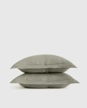 Quince European Linen Double Flange Sham Set - Willowleaf