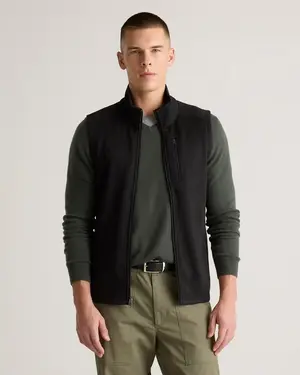 Quince Sweater-knit Fleece Full-zip Vest - Black