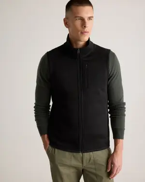 Quince Sweater-knit Fleece Full-zip Vest - Black