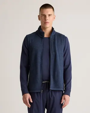 Quince Sweater-knit Fleece Full-zip Vest - Navy