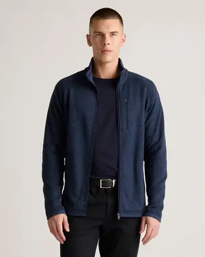 Quince Sweater-knit Fleece Full-zip Jacket - Navy