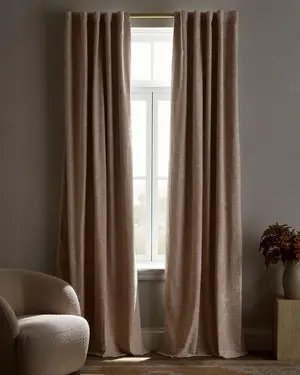 Quince Textured Cotton True Blackout Curtain - Flax