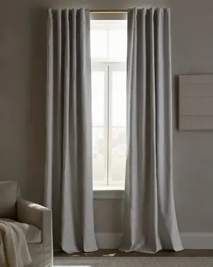 Quince Textured Cotton True Blackout Curtain - Light Grey