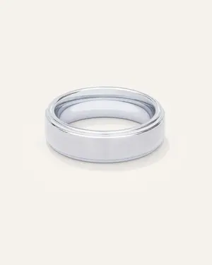 Quince Tungsten Carbide Brushed Step Edge Band Ring - White