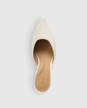 Quince Italian Leather 55mm Kitten Heel Mule - Bone