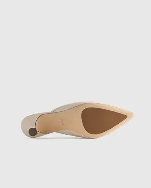 Quince Italian Leather 55mm Kitten Heel Mule - Bone