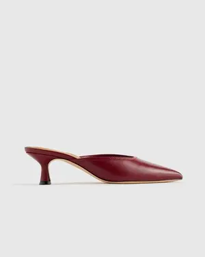 Quince Italian Leather 55mm Kitten Heel Mule - Garnet