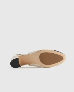Quince Italian Leather 65mm Cap Toe Slingback - Bone