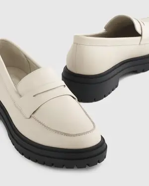 Quince Italian Leather Lug Sole Loafer - Bone