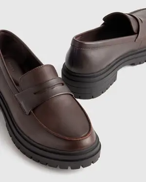 Quince Italian Leather Lug Sole Loafer - Coffee Bean