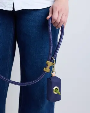 Quince Wrapped Nylon Dog Harness Walk Kit - Navy