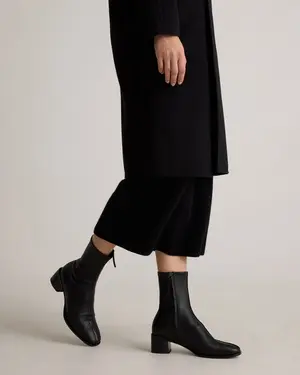 Quince Italian Leather Stretch Sock Bootie - Black