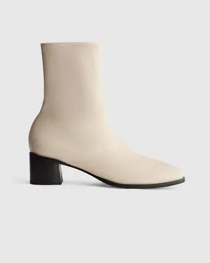 Quince Italian Leather Stretch Sock Bootie - Bone