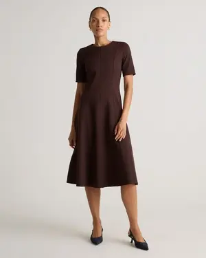 Quince Ultra-stretch Ponte Midi Dress - Espresso