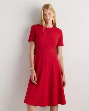 Quince Ultra-stretch Ponte Midi Dress - Ruby Red