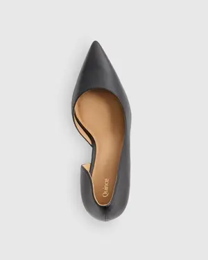 Quince Italian Leather 75mm D'orsay Pump - Black