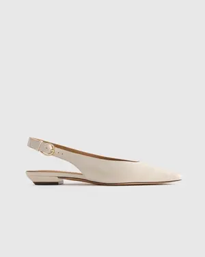 Quince Italian Leather Slingback Flat - Bone