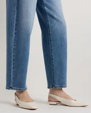 Quince Italian Leather Slingback Flat - Bone