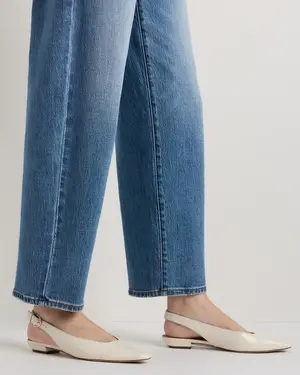 Quince Italian Leather Slingback Flat - Bone