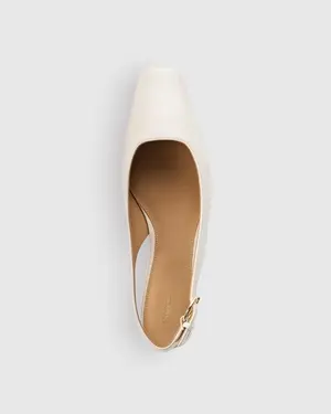 Quince Italian Leather Slingback Flat - Bone