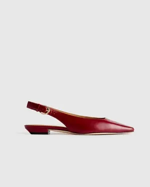 Quince Italian Leather Slingback Flats - Garnet