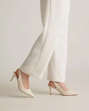 Quince Italian Leather Slingback 75mm Heel - Bone