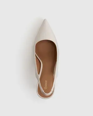 Quince Italian Leather Slingback 75mm Heel - Bone