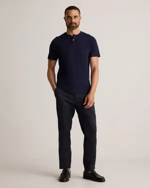 Quince 100% Pima Cotton Luxe Touch Henley - Deep Navy