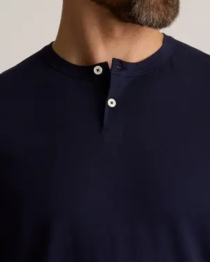 Quince 100% Pima Cotton Luxe Touch Henley - Deep Navy