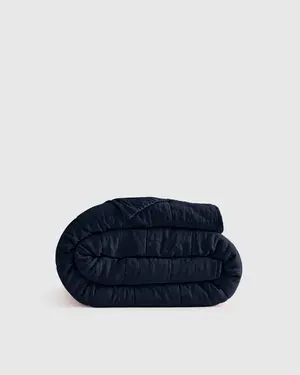 Quince Lightweight European Linen Box Quilt Navy