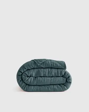 Quince Lightweight European Linen Box Quilt Ocean